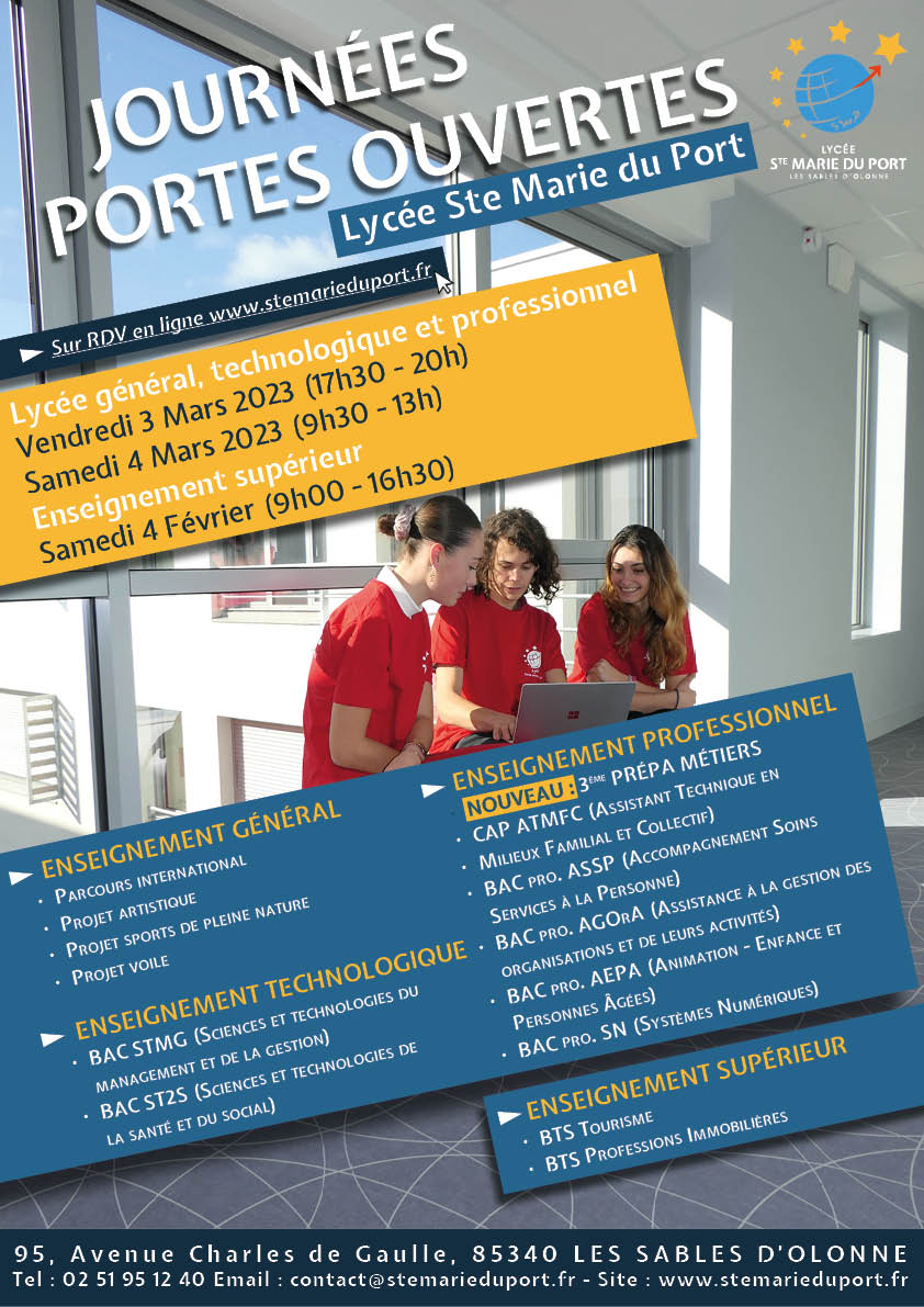 Journées Portes Ouvertes : Lycée Ste Marie du Port